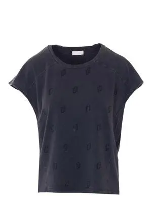 Liu Jo Liu Jo Crewneck T-Shirt With All-Over Pattern Black