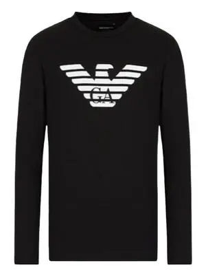 Emporio Armani Logo Printed Crewneck T-shirt - Black