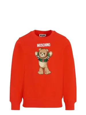 Moschino Bear Motif Crewneck Sweatshirt - Red