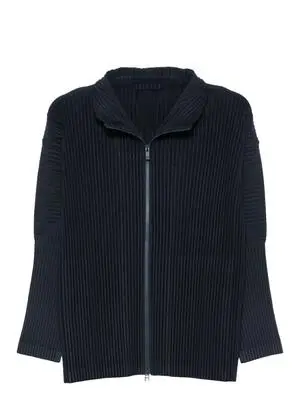 Issey Miyake Homme Plissé Pleated Zip-front Shirt Jacket - Black