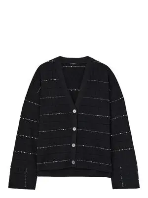 JOSEPH Fragmented Stripe Cardigan - Black