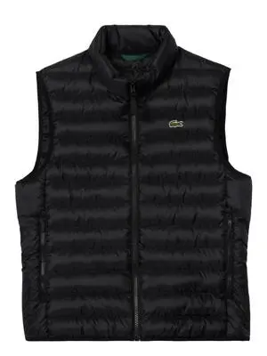 Lacoste Quilted Stand Collar Puffer Gilet - Black