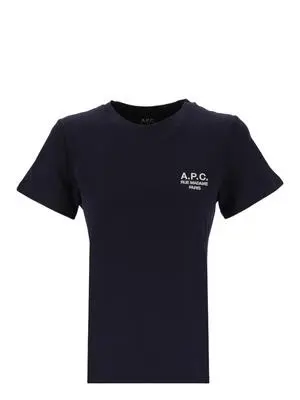 A.p.c. Logo Print Crewneck T-shirt - Blue