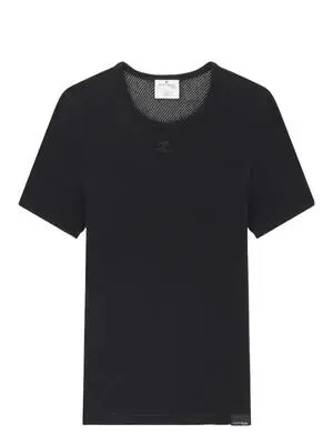 COURREGES Courrèges Logo Patch Mesh T-shirt - Black