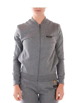 Moschino Printed Zipper Sweater - Gray