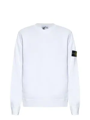 Stone Island Crewneck Sweatshirt With Removable Logo Patch - White