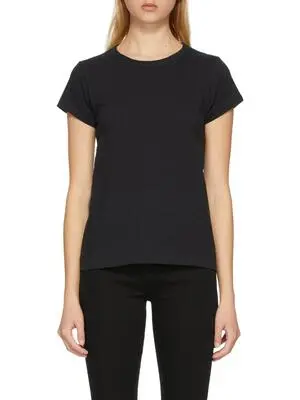 RAG  BONE Rag & Bone Logo Round Collar Short-sleeved T-shirt - Black