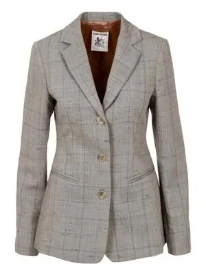 SEMICOUTURE Long-sleeved Blazer With Windowpane Checks - Grey