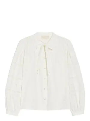 IBLUES Loose-fit Tie-up Shirt With Pleated Sleeves - White
