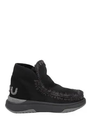 Mou Eskimo Logo-glitter Whipstitch-trim Boots - Black