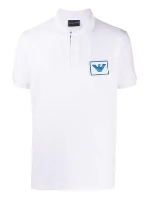 Emporio Armani Logo Decal Short-sleeved Polo Shirt - White