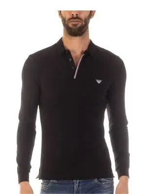Emporio Armani Long-sleeved Polo Shirt - Black