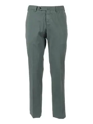 PT TORINO Slim Fit Flat Front Trousers - Green