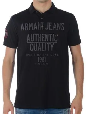 Emporio Armani Logo Slim Polo Shirt - Black