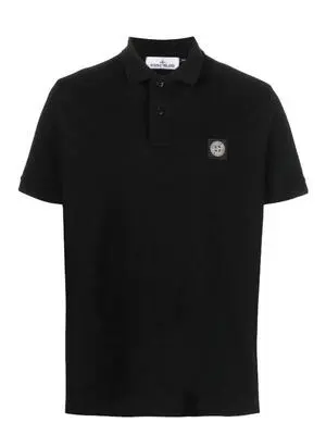Stone Island Slim Fit Short-sleeved Polo Shirt - Black