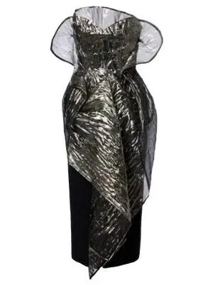 Maticevski De La Cruz Cocktail Dress With Metallic Finish - Black