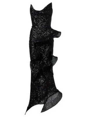 Maticevski Sequin Gown With Ruffles - Black