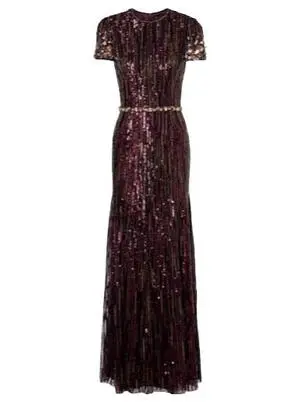Jenny Packham Ninetta Sequined Gown - Black