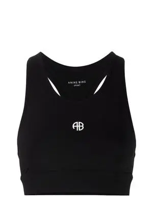 ANINE BING Logo-print Sports Bra - Black