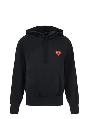 Play Comme Des Garcon Logo Hooded Sweater - Black