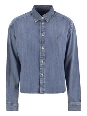 Polo Ralph Lauren Embroidered Denim Shirt - Gray