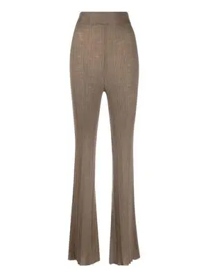 REMAIN BIRGER Ribbed Flare Trousers - Brown