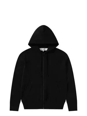 Play Comme Des Garcon Drawstring Zip-up Hoodie - Black