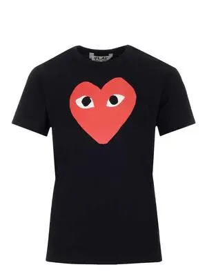Play Comme Des Garcon Heart Print T-shirt - Black