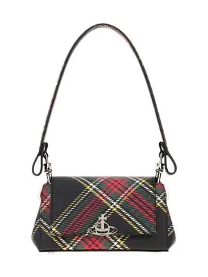 VIVIENNE WESTWOOD Orb Plaque Checked Shoulder Bag - Black