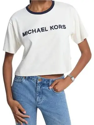 Michael Kors Logo Embroidered T-shirt - Bone