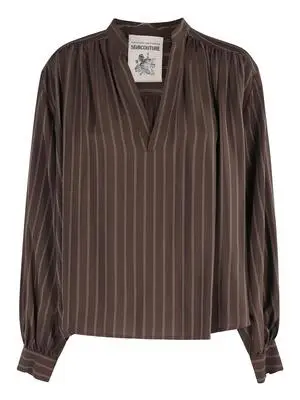 SEMICOUTURE Semicouture Striped V-Neck Long Sleeve Shirt