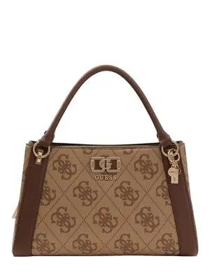 Guess Zippered Shoulder Bag With Gold-tone Details - Brown