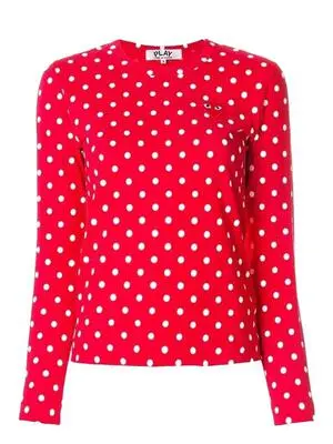 Play Comme Des Garcon Polka Dot Long Sleeve T-shirt - Red