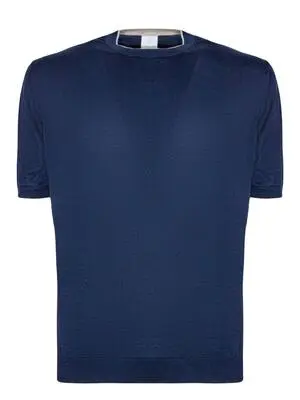 Eleventy Crew Neck Short-sleeve Knitted Top - Blue