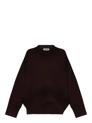 Attico Logo Embroidered Asymmetric Knitted Jumper - Brown