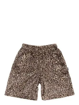 StÜssy Leopard Print Plush Shorts - Brown