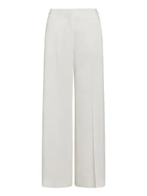 Marella Lurex Adorned Pinstripe Wide-leg Trousers - Cream
