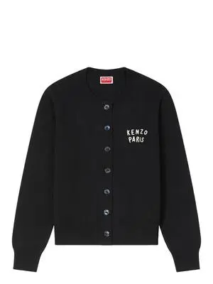Kenzo Cotton Wool Boke Heart Cardigan - Black