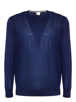 ELEVENTY Eleventy Fine Ribbed Crew Neck Knitted Sweater
