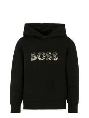 Hugo Boss Graphic Print Hooded Sweatshirt - Black
