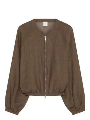 Marella Oversized Bomber Jacket With Micro-rhinestone Detail - Brown