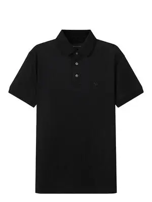 Emporio Armani Logo Printed Short-sleeved Polo Shirt - Black