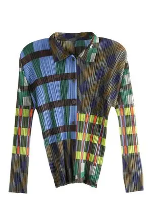 PLEATS PLEASE BY ISSEY MIYAKE Geometric Print Pleated Shirt - Black