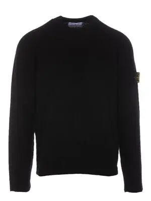Stone Island Compass-motif Wool-blend Jumper - Black