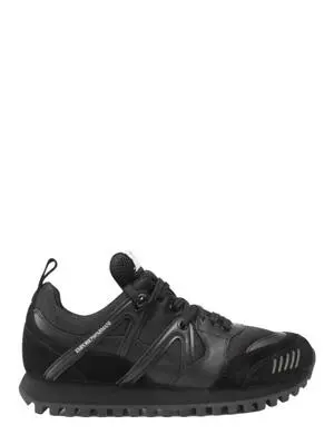 Emporio Armani Round Toe Lace-up Casual Shoes - Black