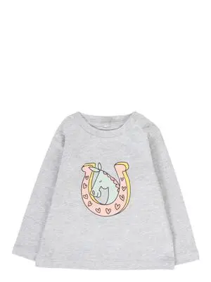 Stella McCartney Long Sleeve T-shirt With Horse Graphic - Gray