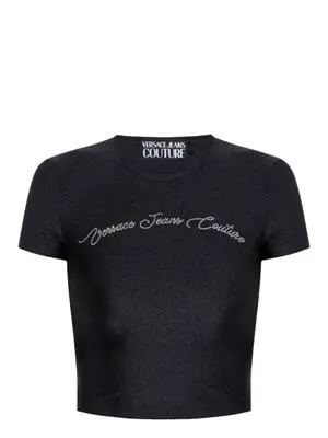 VERSACE Versace Jeans Couture Cropped Logo Embellished Top