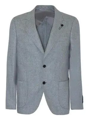 LARDINI Herringbone Single-breasted Blazer - Grey