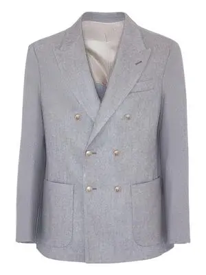 Eleventy Double-breasted Jacket With Patch Pockets - Gray