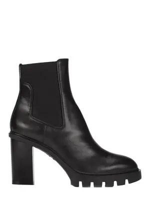 Santoni Round Toe High Heel Ankle Boots - Black